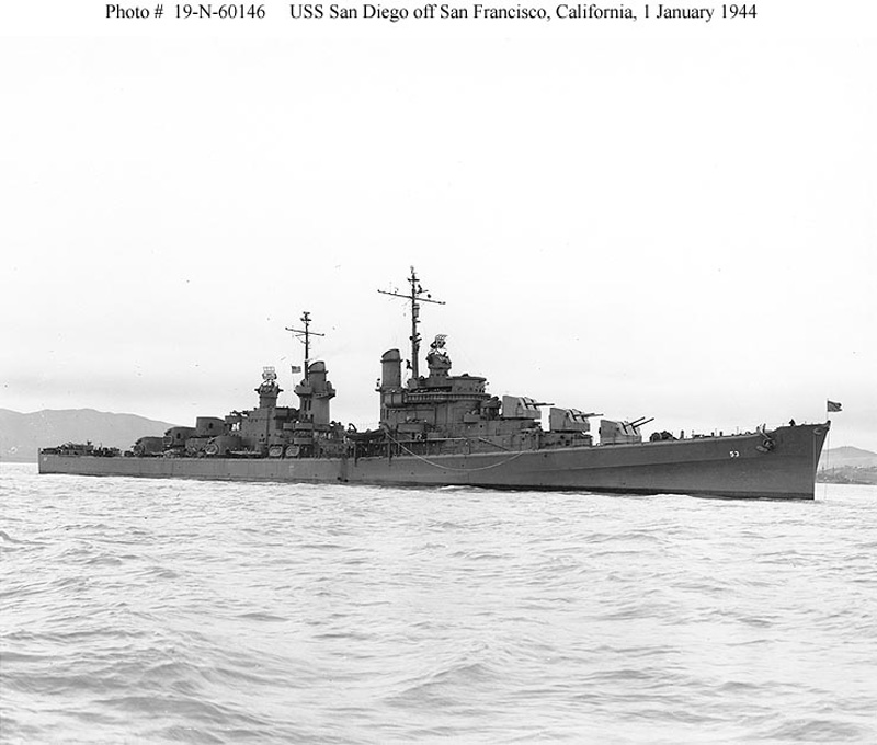 USS San Diego (CL-53) (CLAA-53) Light Cruiser / Light Anti-Aircraft Cruiser